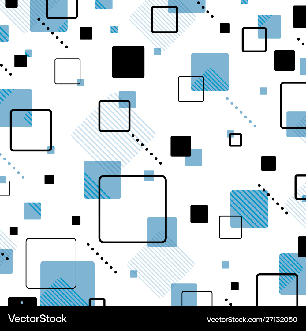 Abstract blue color square memphis geometric Vector Image