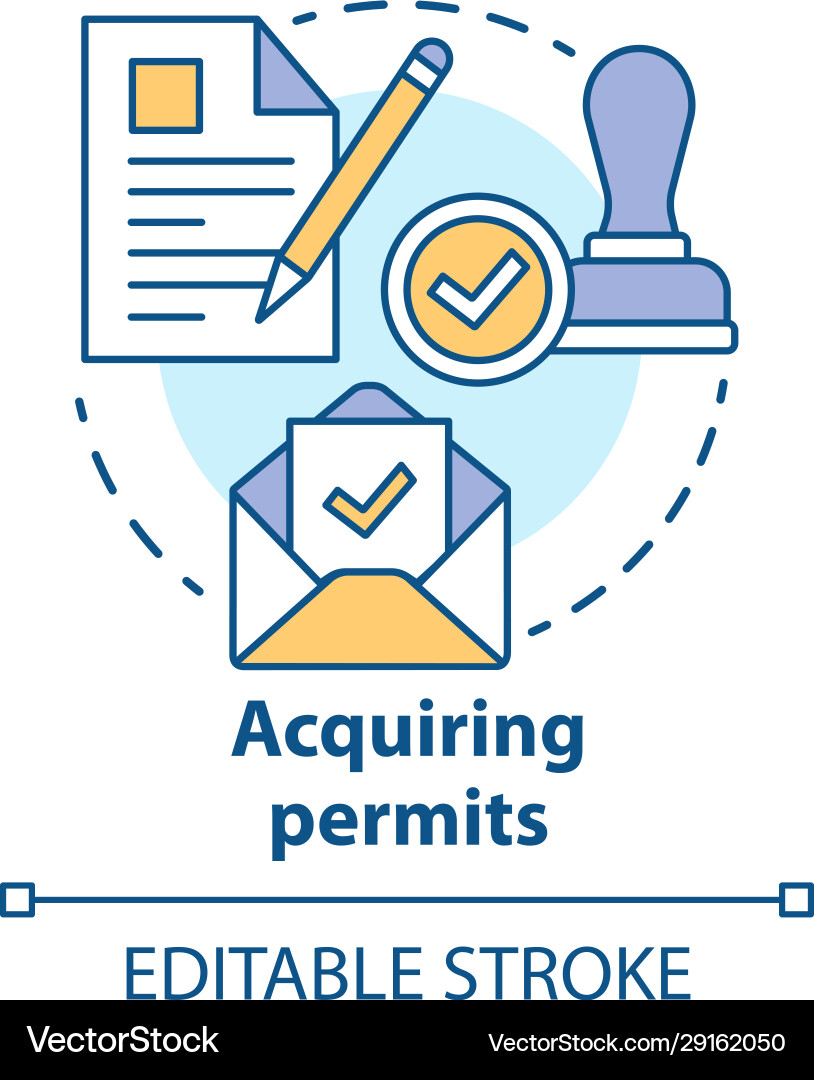 Acquiring permits concept icon obtaining license Vector Image