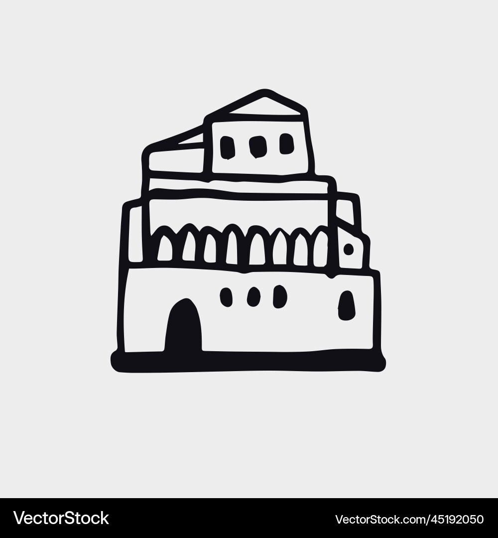 Black and white hand-drawn drawing the facade Vector Image