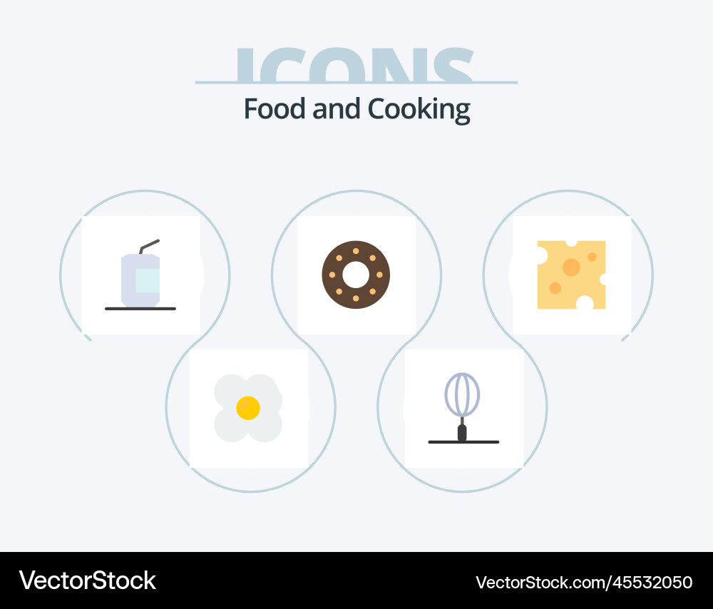 Food flat icon pack 5 icon design cheese Vector Image