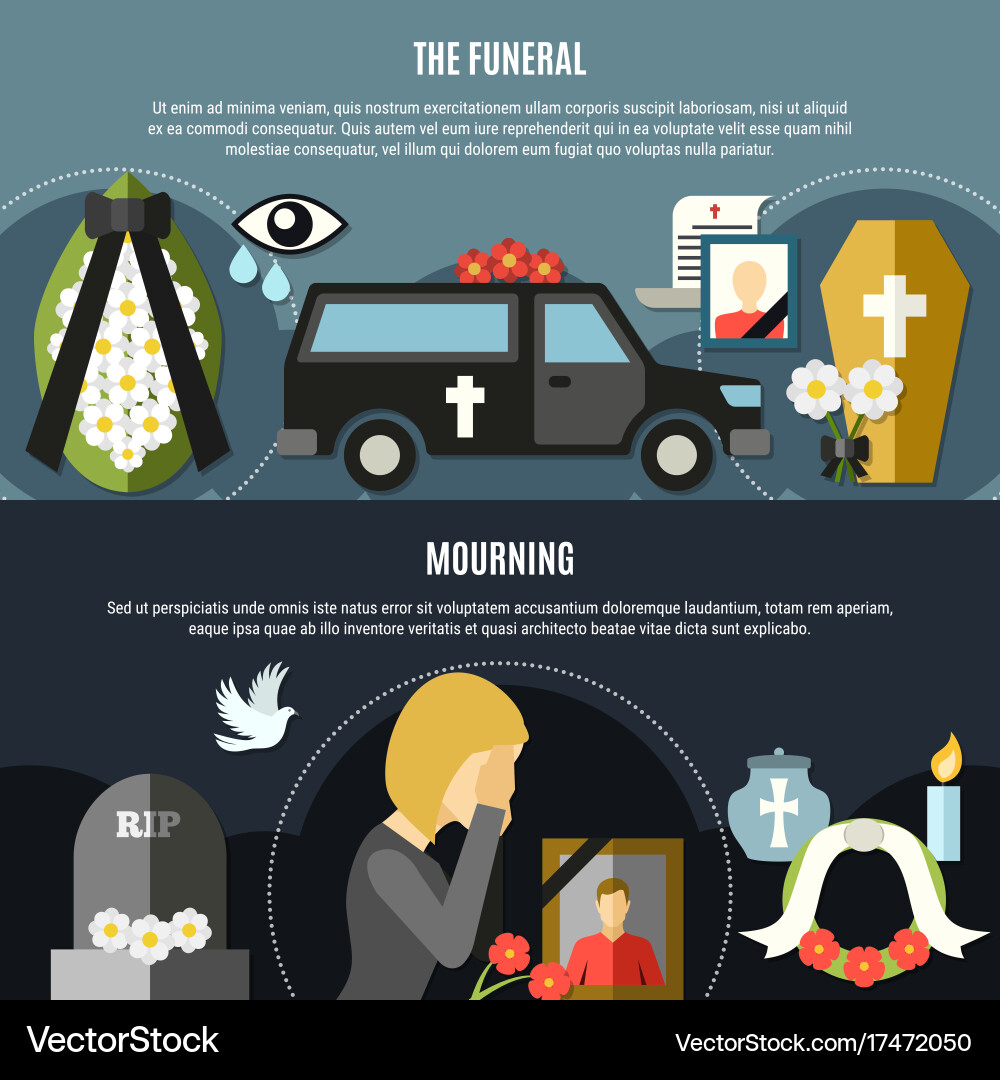 Funeral and mourning banners set Royalty Free Vector Image