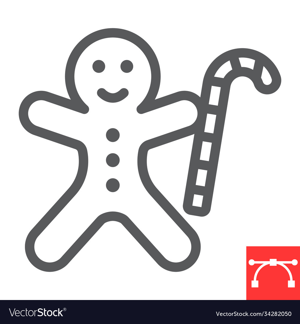 Gingerbread man line icon merry christmas Vector Image