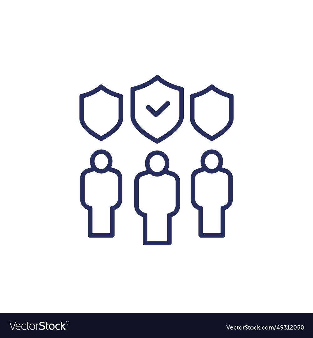Group insurance coverage line icon Royalty Free Vector Image