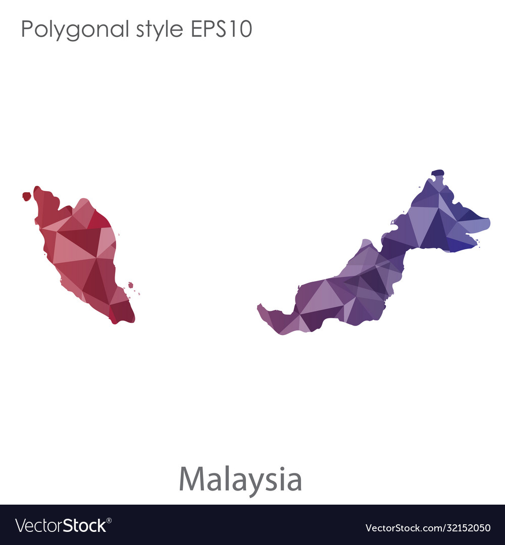 Isolated icon malaysia map polygonal geometric Vector Image Isolated icon malaysia map polygonal geometric Vector Image
