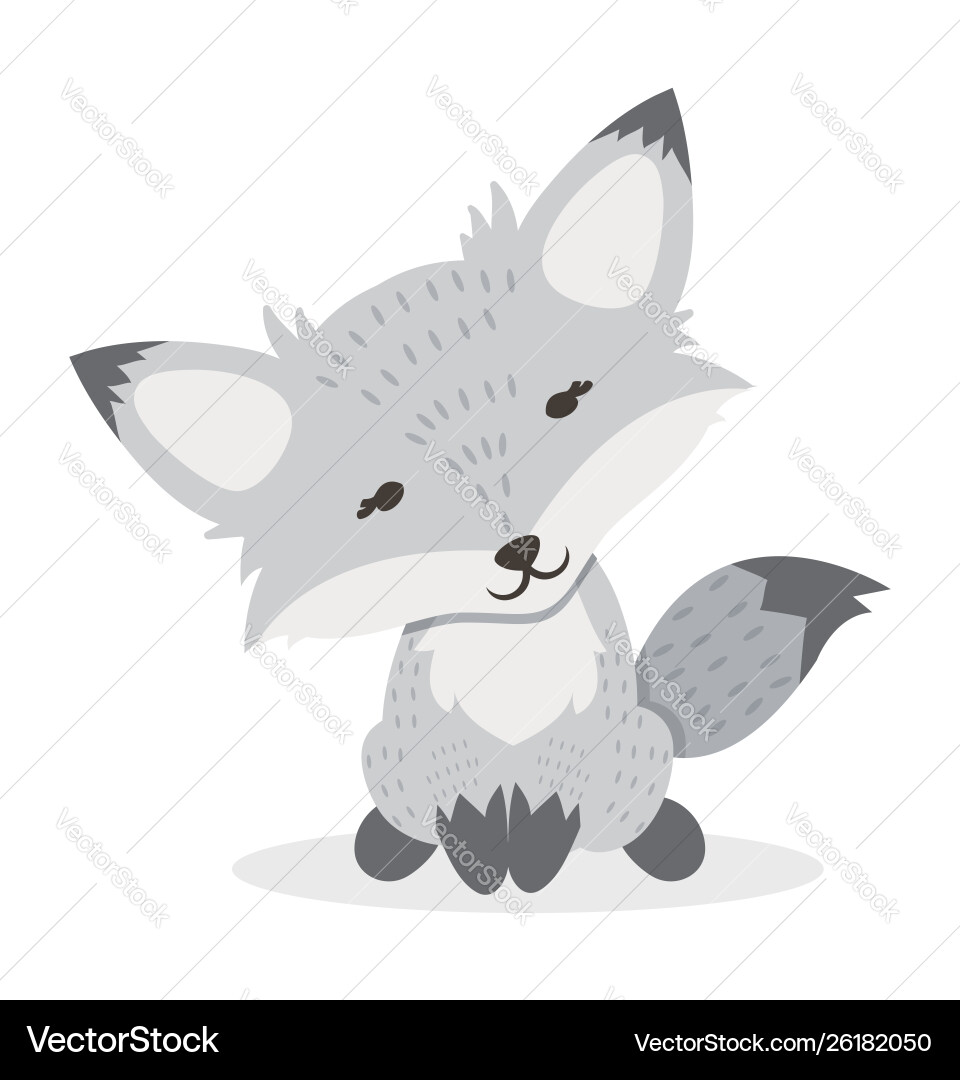Little white fox cartoon Royalty Free Vector Image