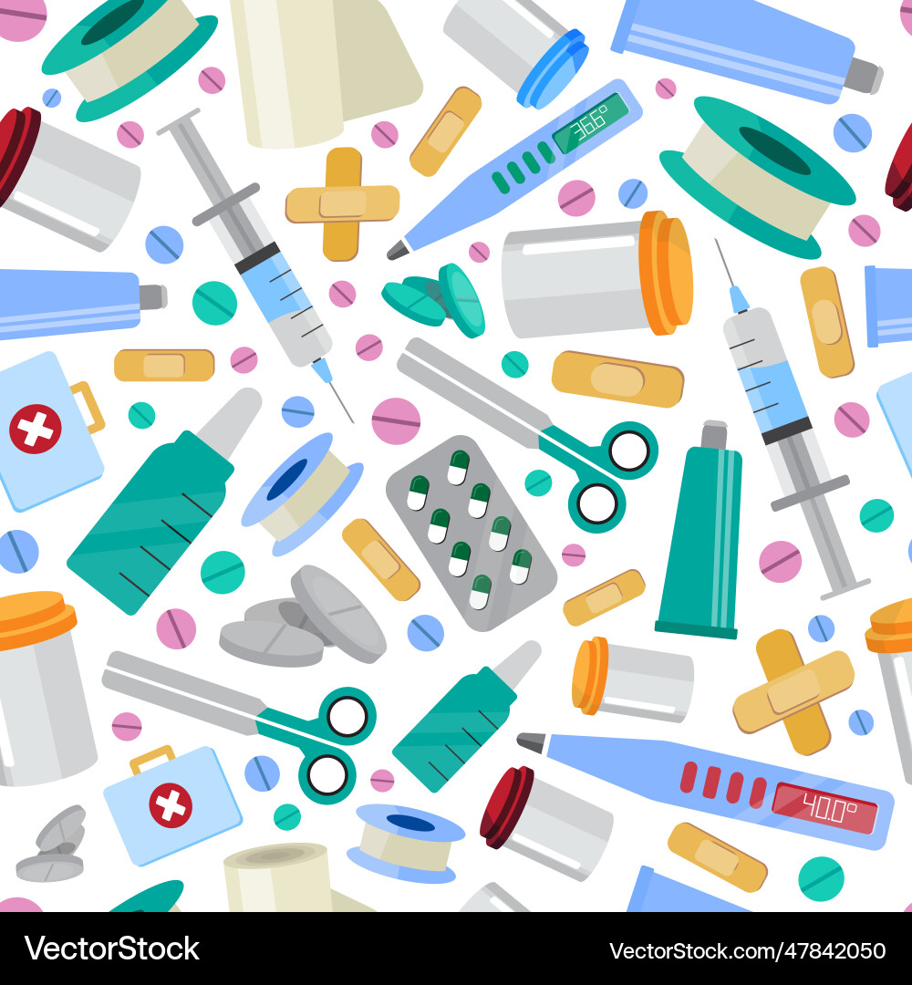 Medicine pharmacy hospital items pattern Vector Image