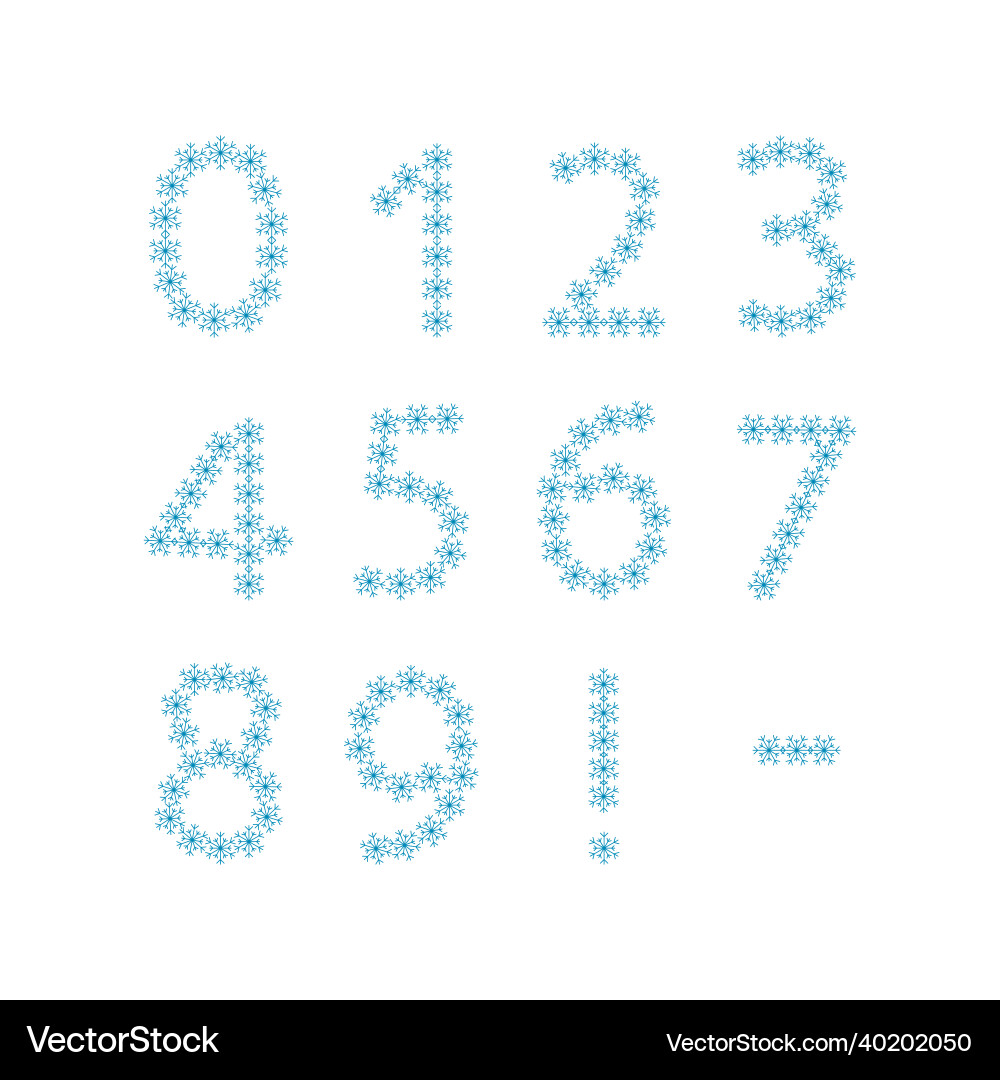 Numbers from snowflakes festive font Royalty Free Vector