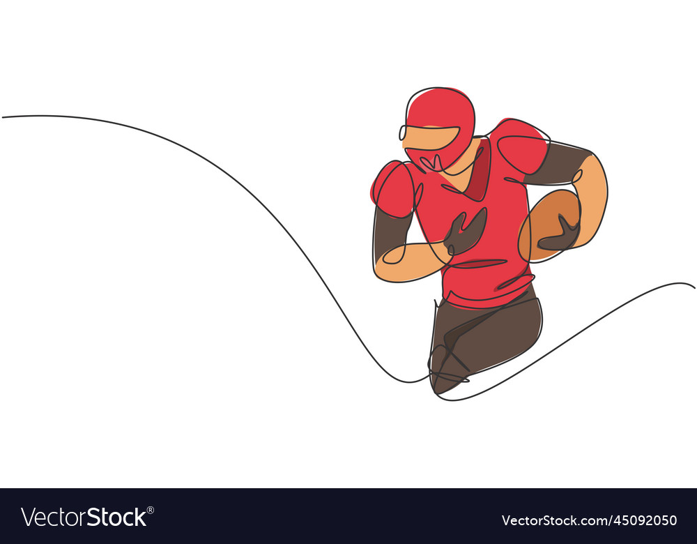 One single line drawing of young energetic man Vector Image