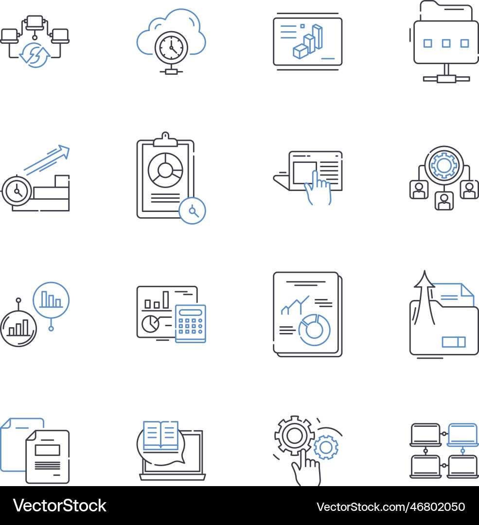 Streaming video line icons collection quality Vector Image