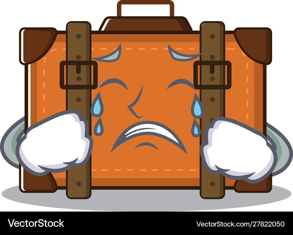 Suitcase happy crying on a with character Vector Image