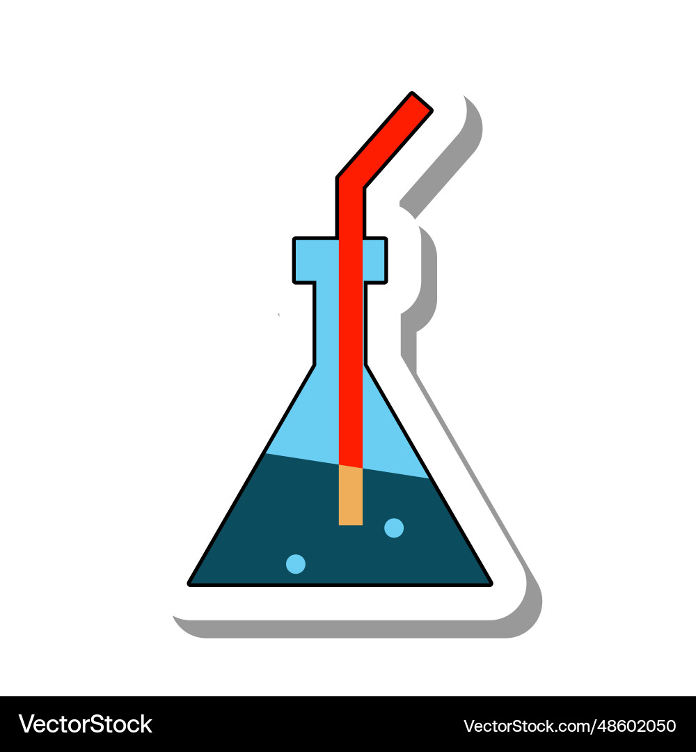 Tall chemical flask for experiment flat paper Vector Image