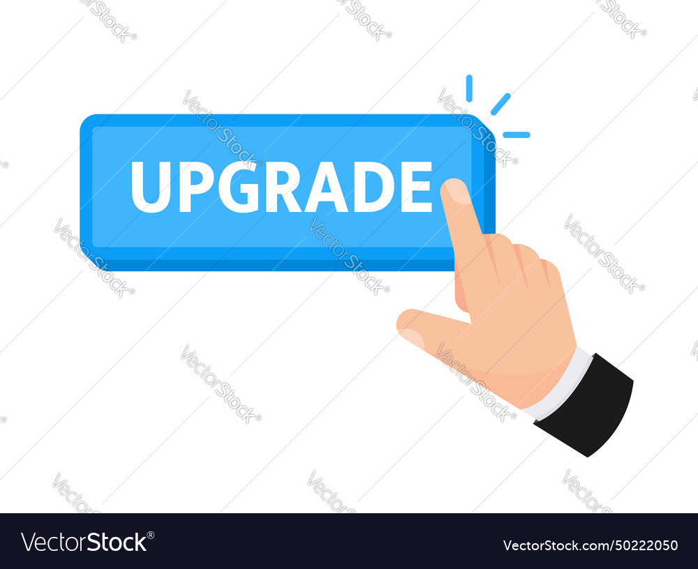 Upgrade Button With Pointer Clicking Web Vector Image 