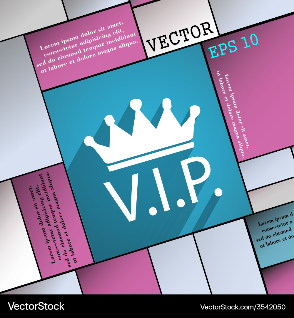 Vip icon symbol flat modern web design with long Vector Image
