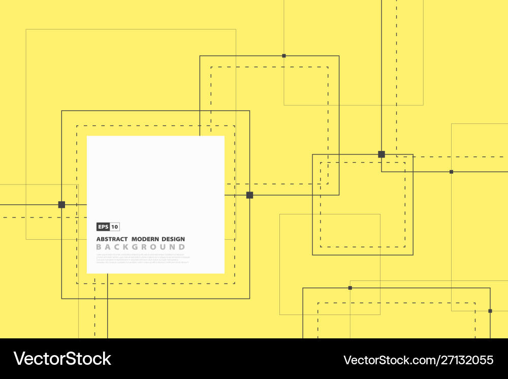 Abstract square line tech design in yellow color Vector Image