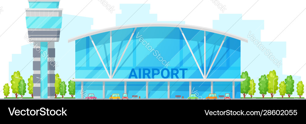 Airport terminal building and control tower Vector Image