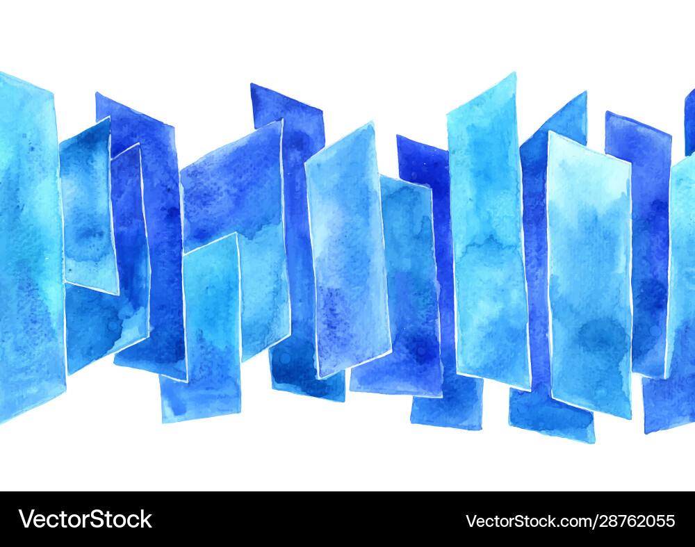 Blue square shape watercolor hand painting Vector Image