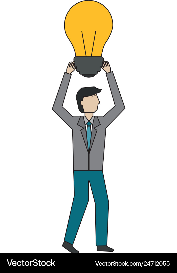 Businessman with light bulb avatar character Vector Image