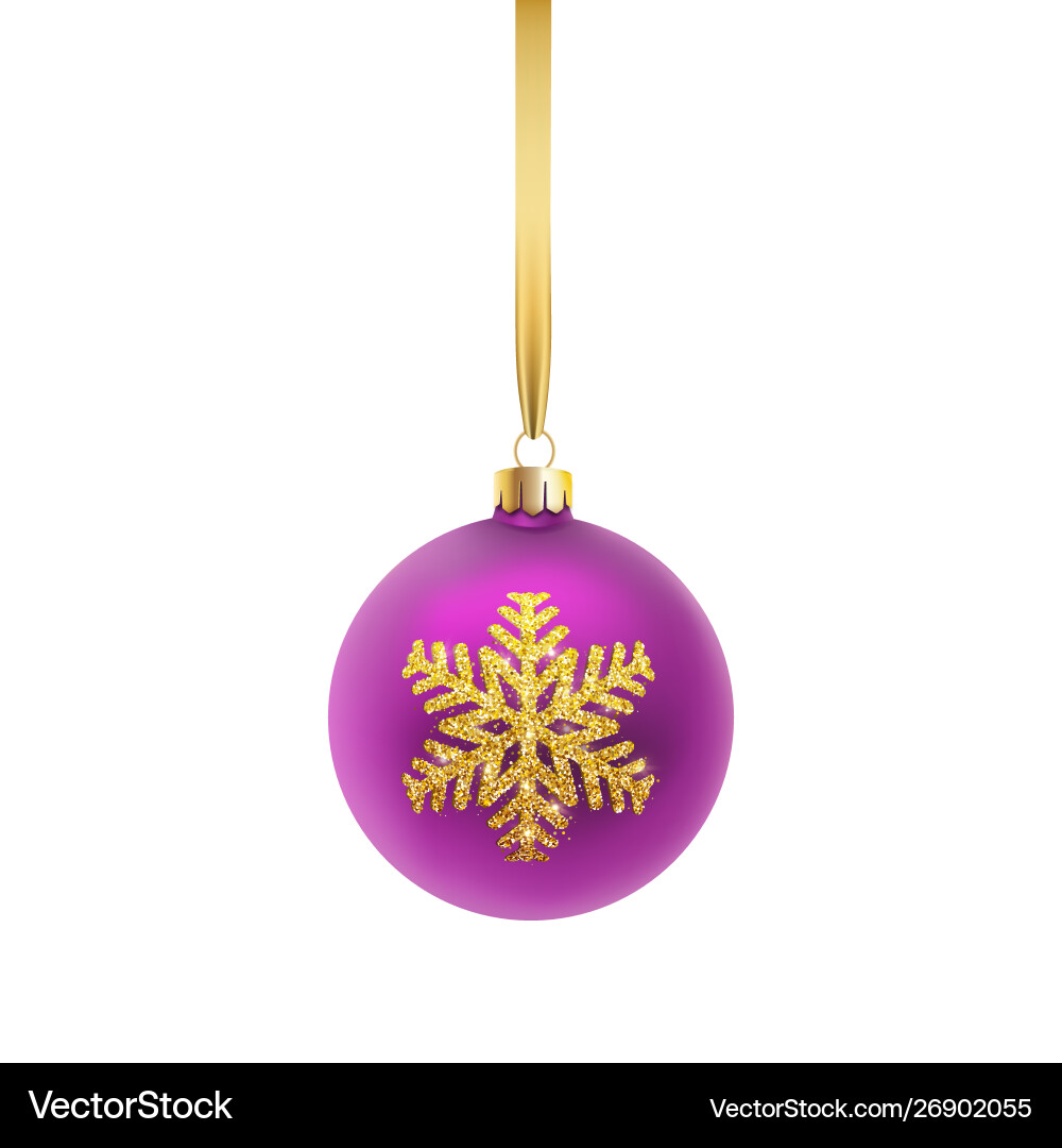 Christmas greeting card violet ball Royalty Free Vector