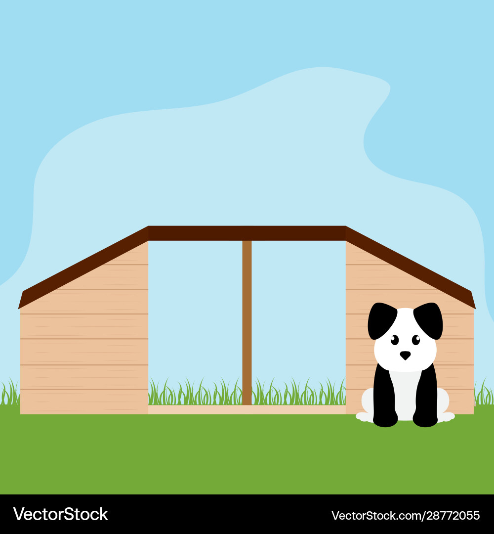 Dog in a pet house Royalty Free Vector Image - VectorStock