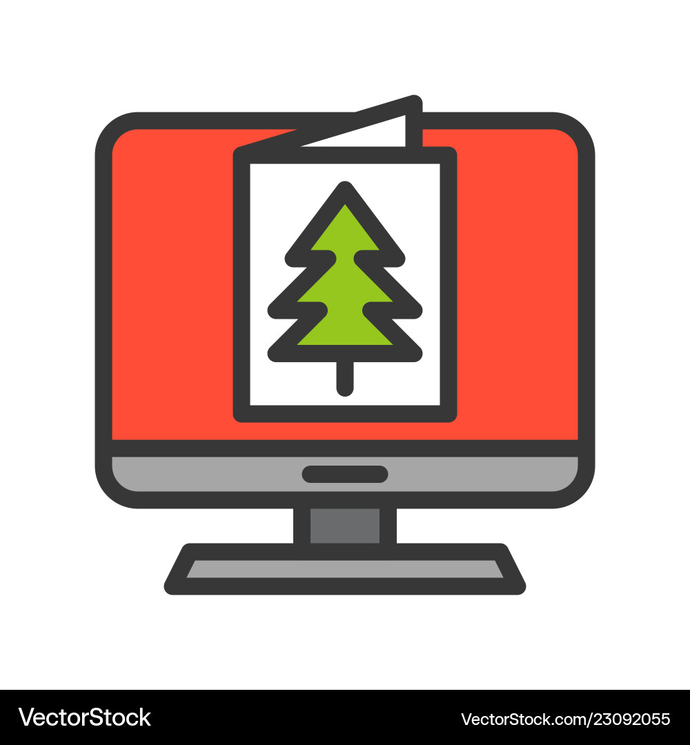 Ecard christmas related filled style icon Vector Image