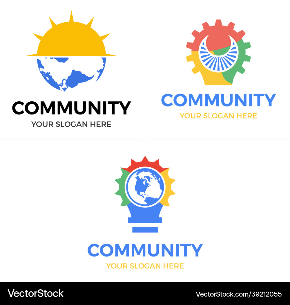 Global community gear logo design Royalty Free Vector Image