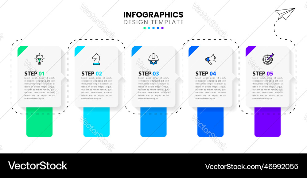 Infographic template paper plane with 5 banners Vector Image