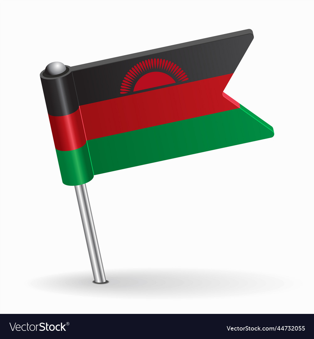 Malawian flag map pointer layout Royalty Free Vector Image