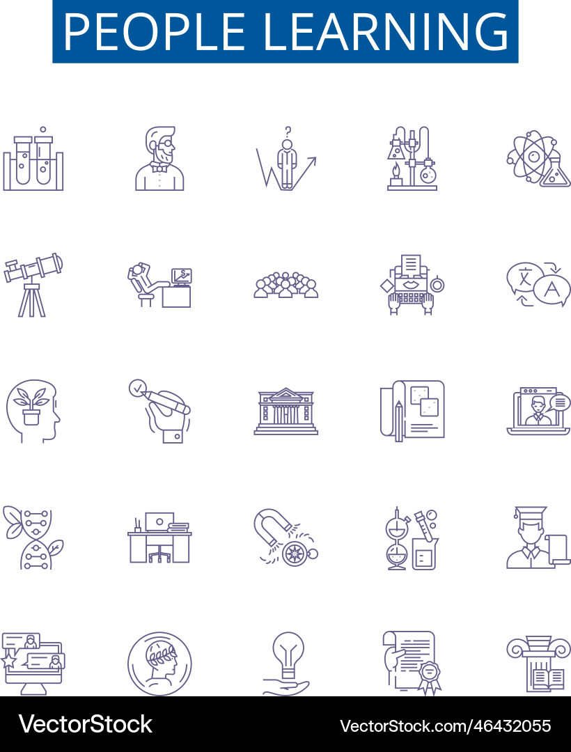 People learning line icons signs set design Vector Image