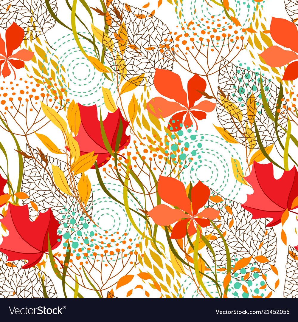 Seamless pattern with falling leaves Royalty Free Vector