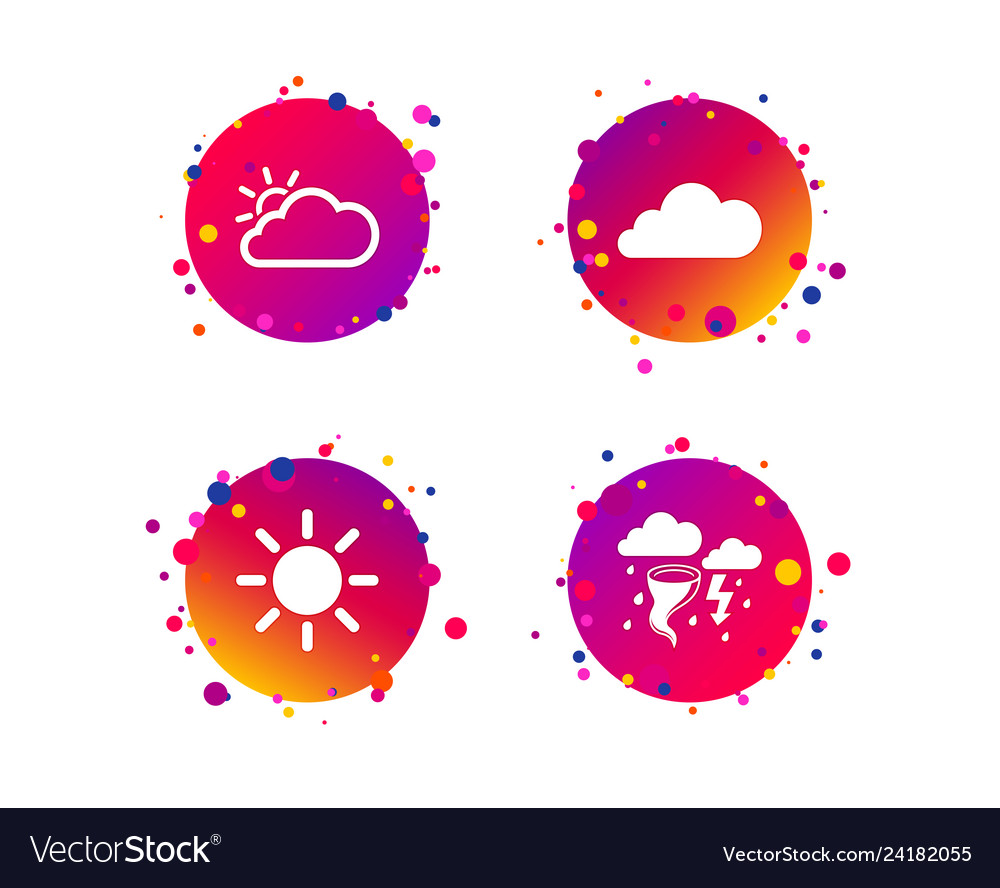 Weather icons cloud and sun storm symbol Vector Image
