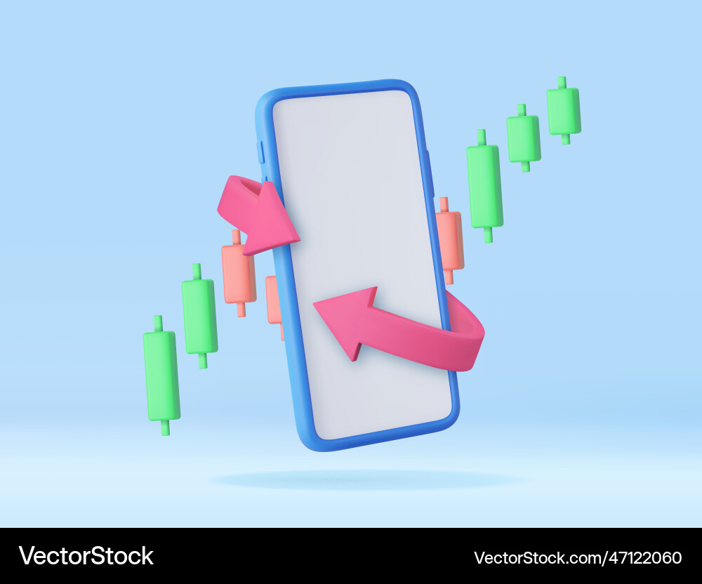 3d smartphone with blank screen and bright arrow Vector Image