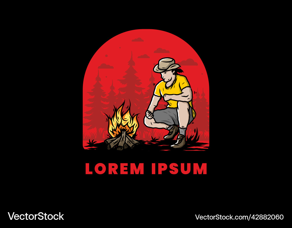 A man is lighting bonfire Royalty Free Vector Image