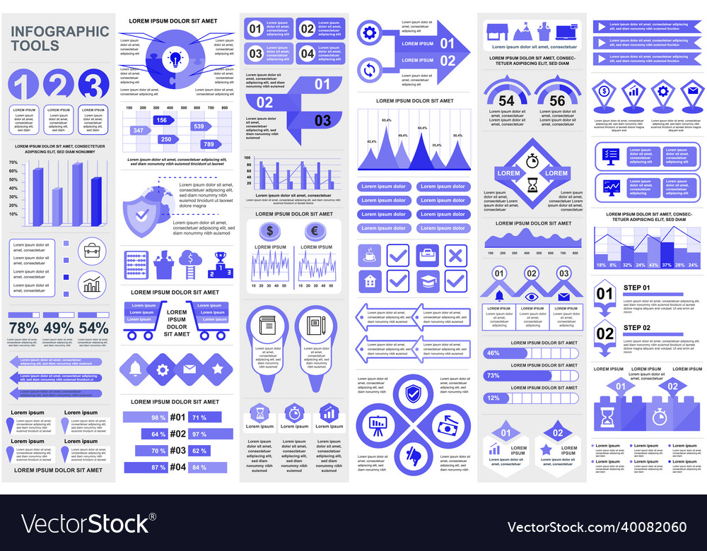 Bundle infographic elements data visualization Vector Image