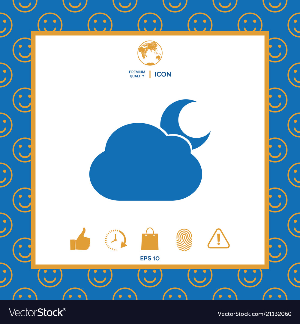 Cloud moon symbol icon Royalty Free Vector Image