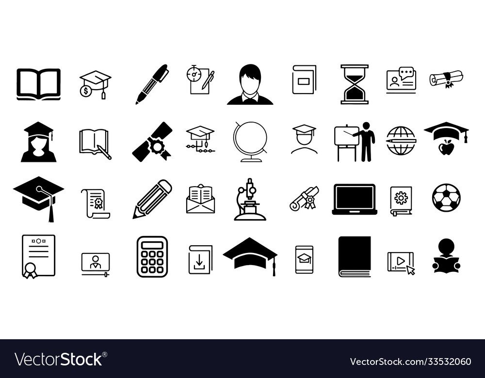 Education icon set on white background Royalty Free Vector