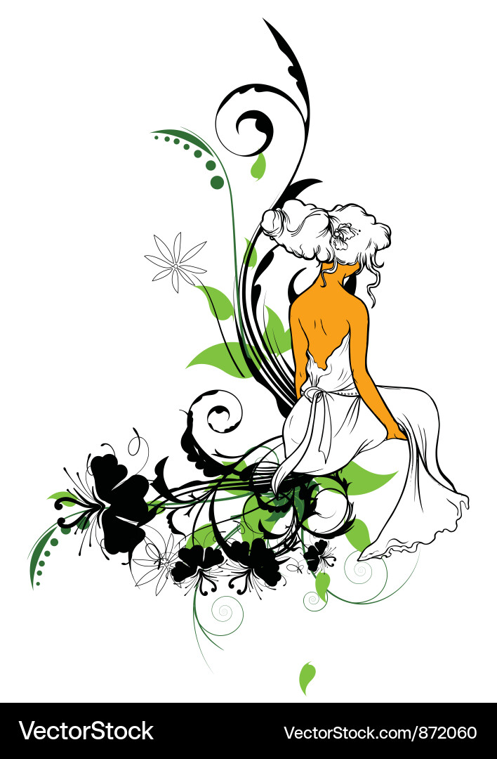 Girl with floral Royalty Free Vector Image - VectorStock