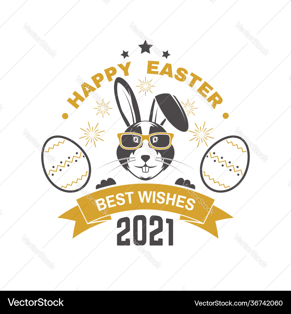 Happy easter card badge logo sign Royalty Free Vector Image
