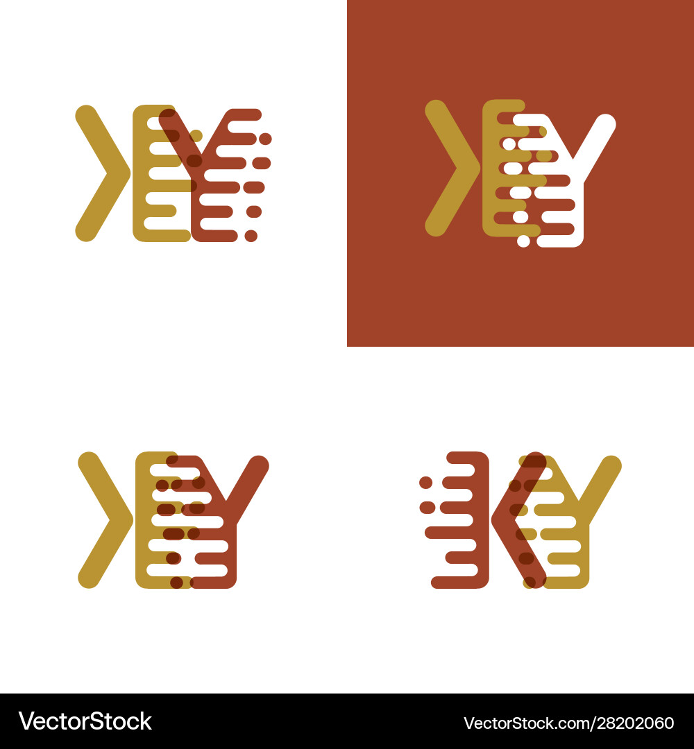 Ky letters logo with accent speed in light brown Vector Image