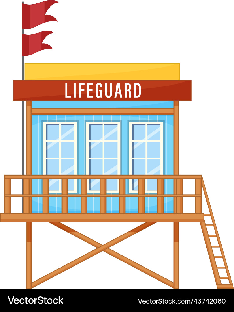 Lifeguard tower cartoon style Royalty Free Vector Image