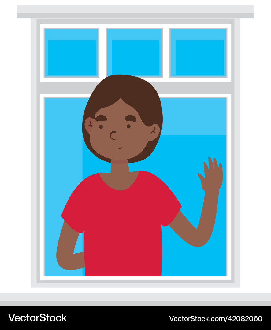 Man waving hand in the window Royalty Free Vector Image