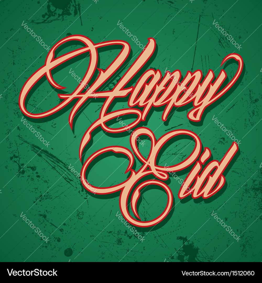Retro calligraphy of text happy eid - il Vector Image