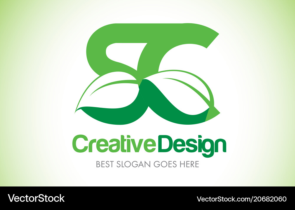 Sc green leaf letter design logo eco bio leaf Vector Image