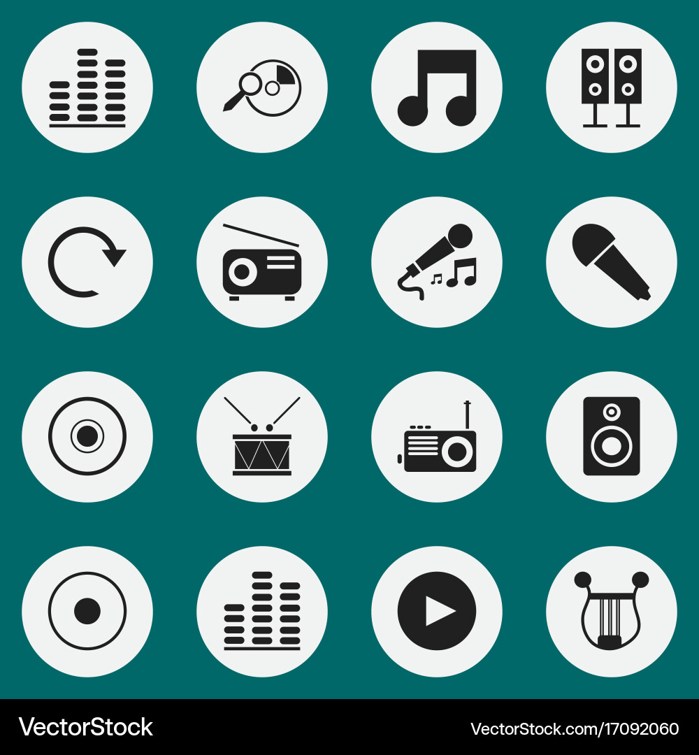 Set of 16 editable multimedia icons includes Vector Image