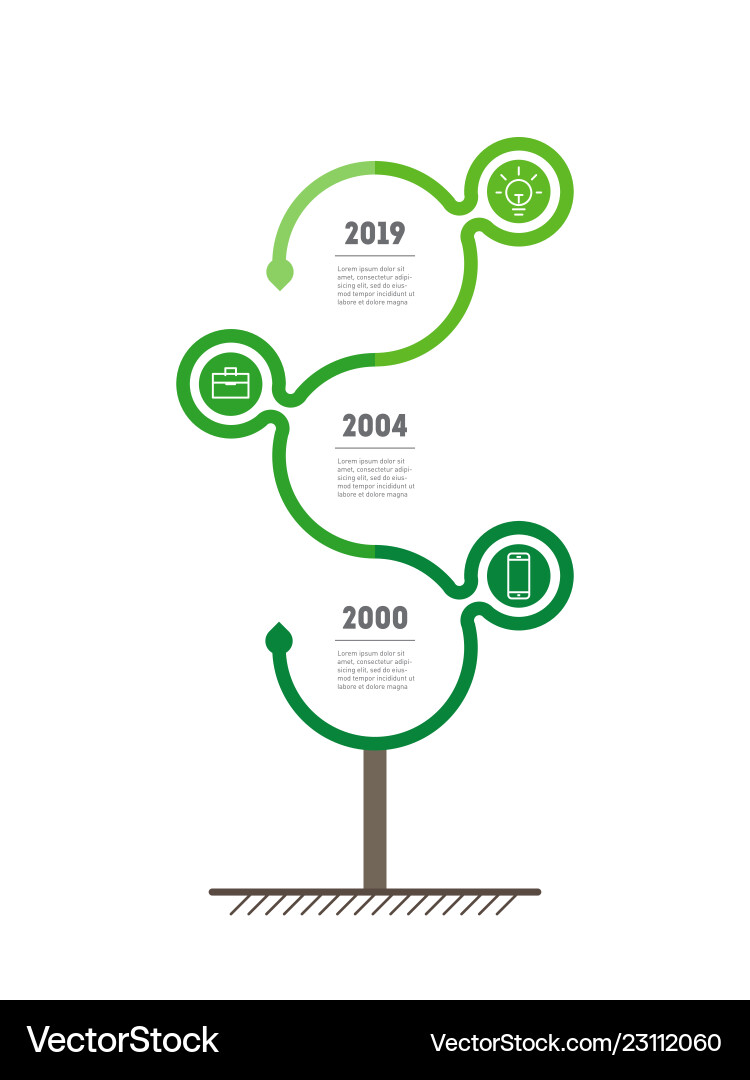 Vertical green timeline infographics with leaves Vector Image