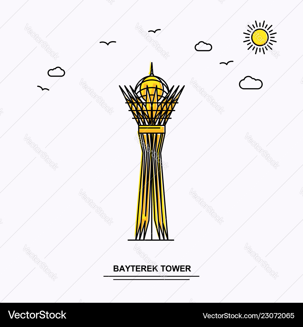 Bayterek tower monument poster template world Vector Image