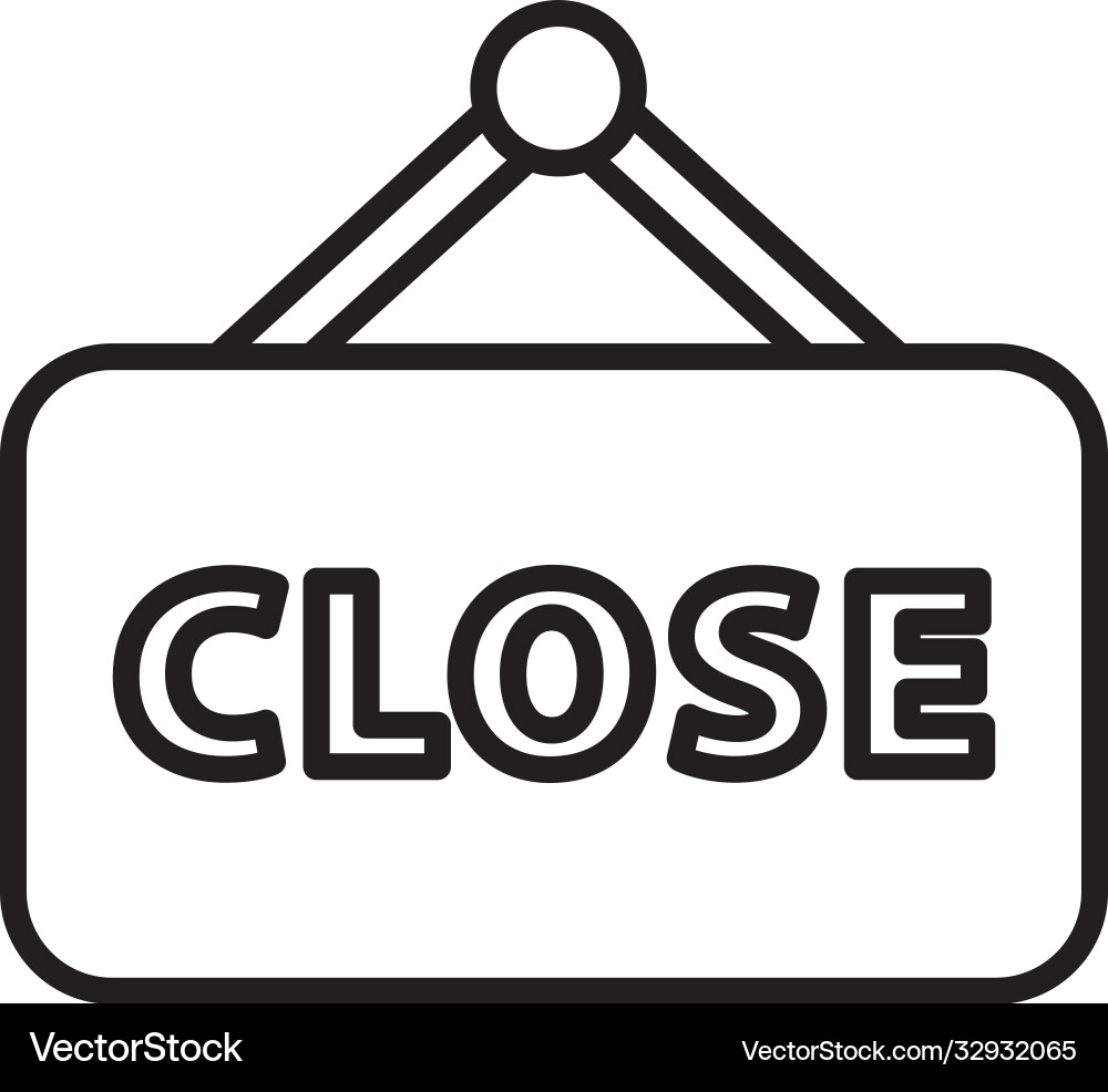 Black line hanging sign with text closed icon Vector Image