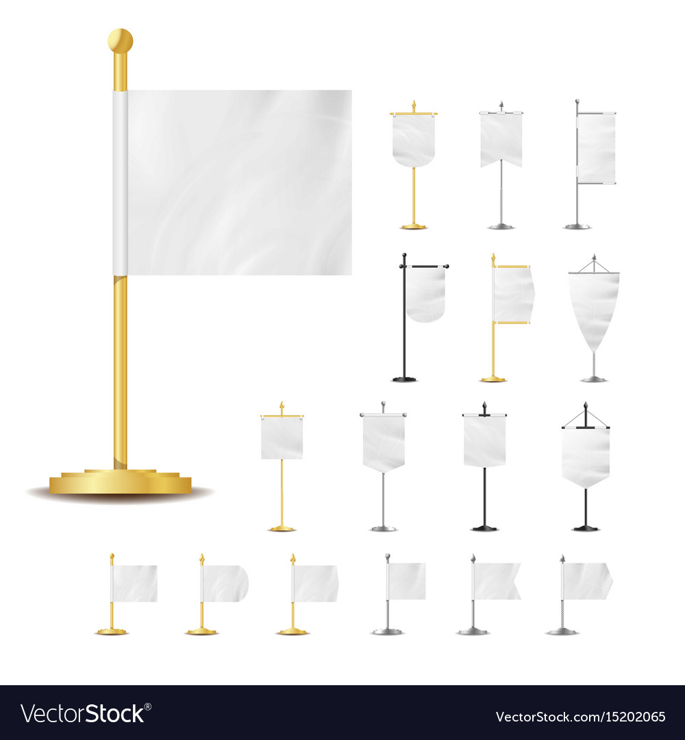 Blank white table flags set different Royalty Free Vector