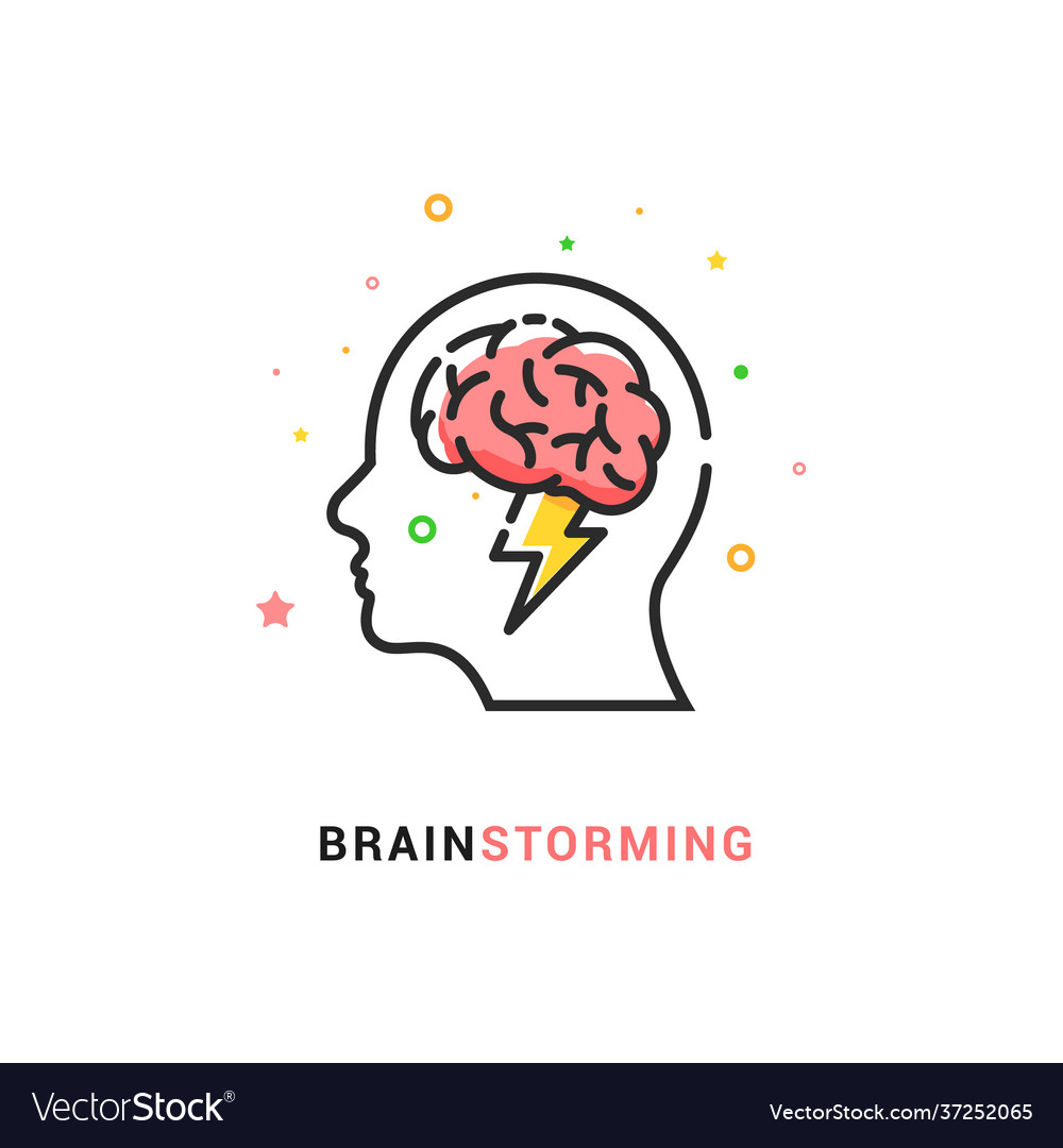 Brainstorm icon idea brain storm lighting Vector Image Brainstorm icon idea brain storm lighting Vector Image