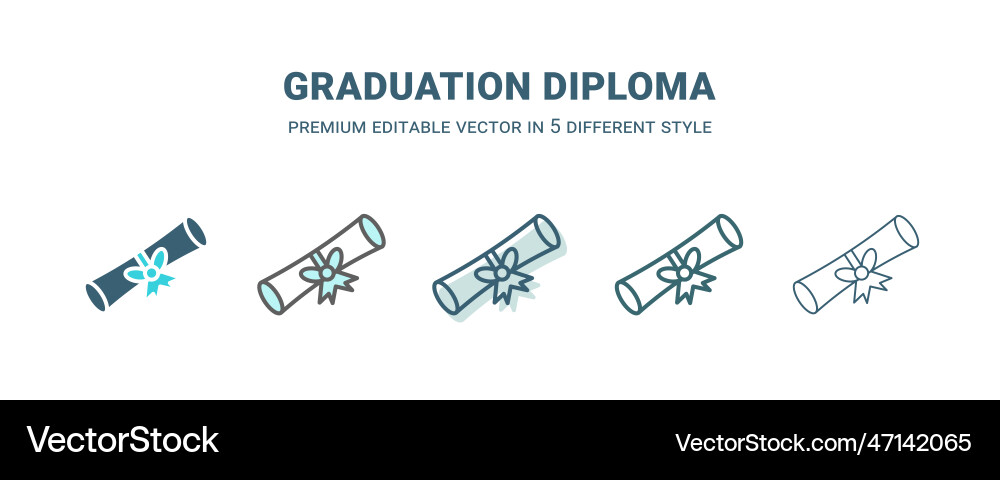 Graduation diploma icon in 5 different style Vector Image