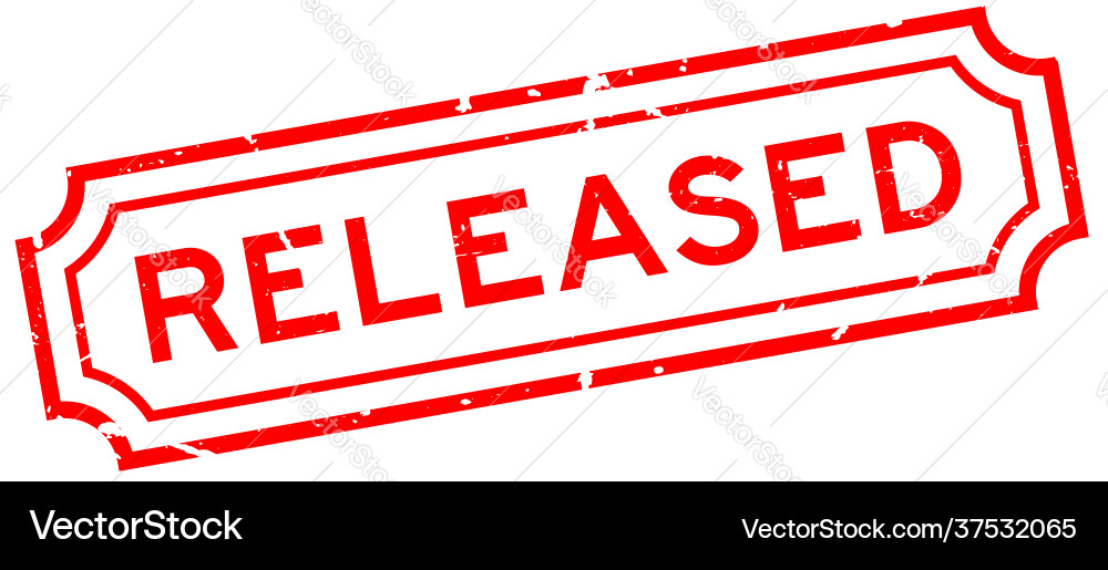 Grunge red released word rubber seal stamp Vector Image